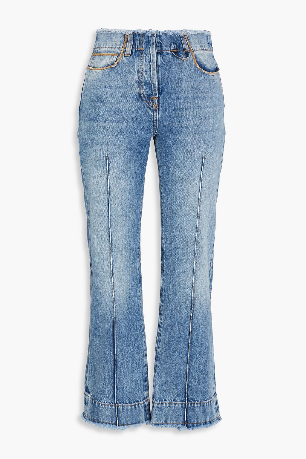 JACQUEMUS Le de Nimes Linon gefranste High-Rise Kick-Flare Jeans für Damen – Designerjeans ...